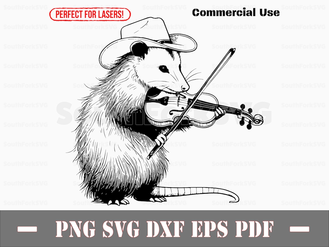 Possum Playing Violin Fiddle Svg Png Dxf Eps Pdf | Laser Engrave Cut ...