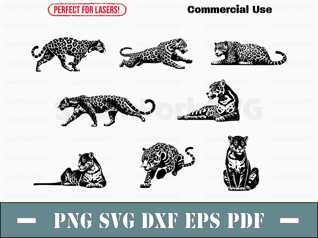 Jaguar Bundle Svg Png Dxf Eps Pdf Laser Cnc Vinyl Cut Print Dye Sub ...