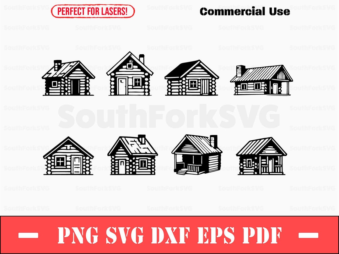 Simple Log Cabins Bundle Svg Png Dxf Eps Pdf | Vector Graphic Cut Print ...
