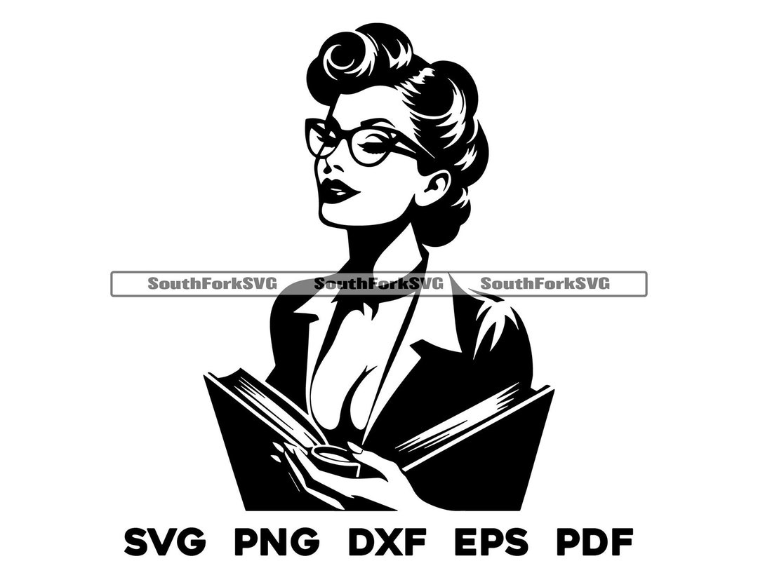 Pinup Girl Librarian Reading Book Svg Png Dxf Eps Pdf Files | Cut Print ...