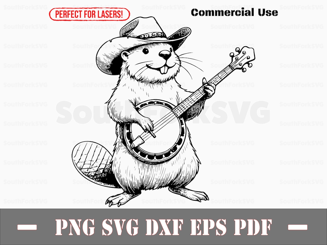 Beaver Playing Banjo Svg Png Dxf Eps Pdf | Laser Engrave Cut Print ...