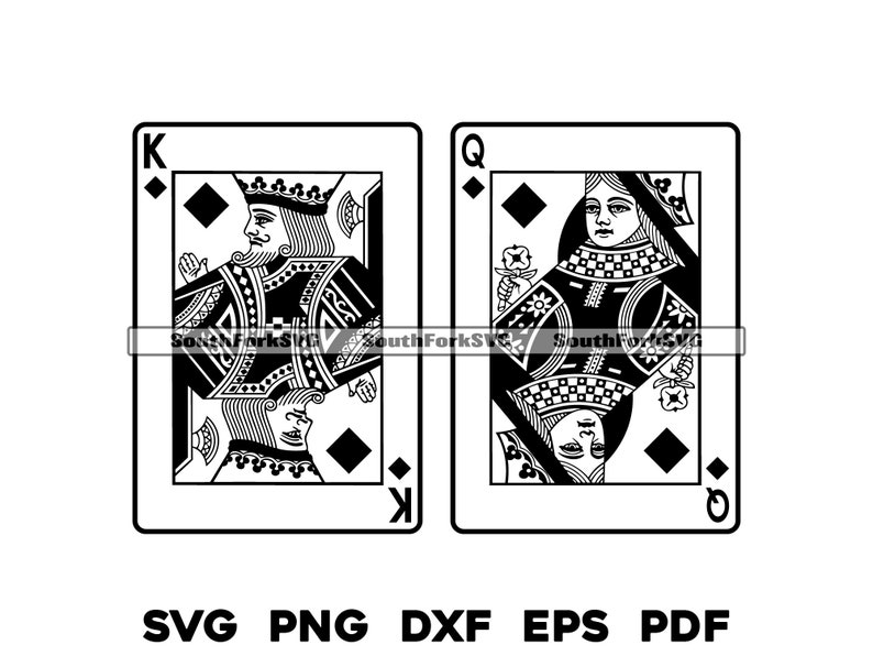 King & Queen of Diamonds Playing Cards Svg Png Dxf Eps Pdf Transparent ...