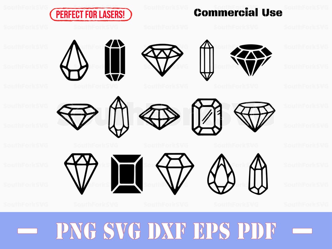 Simple Gems Gemstone SVG Bundle Svg Png Dxf Eps Pdf | Vector Graphic ...