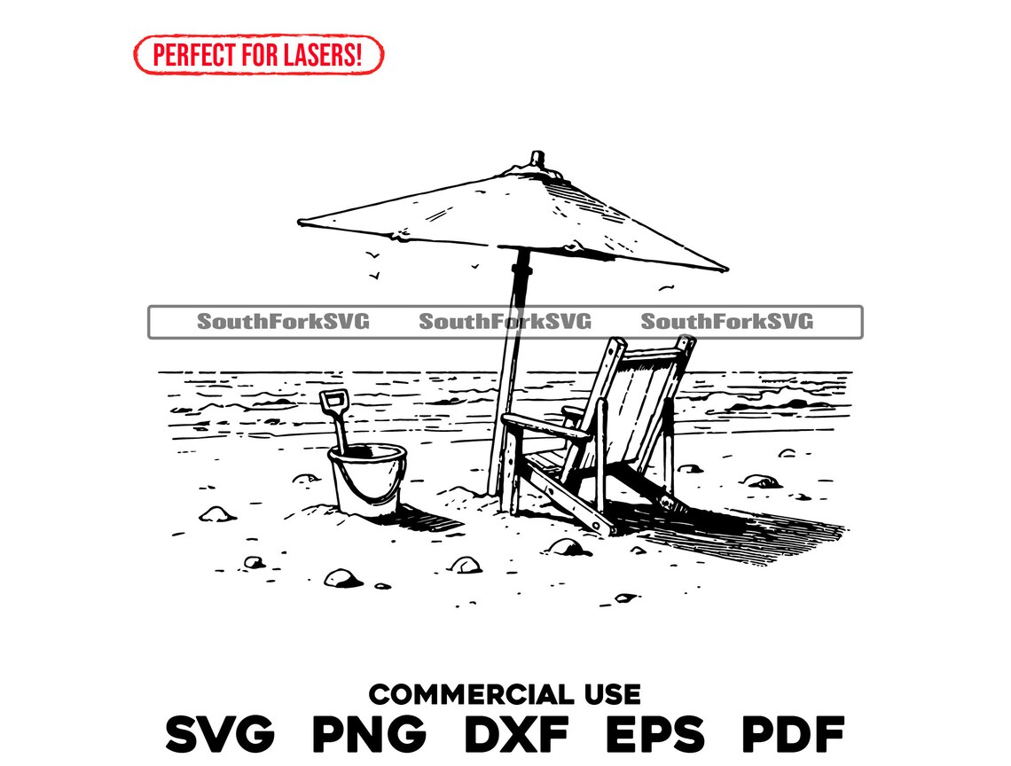 Laser Engrave File Beach Ocean Scene | Svg Png Dxf Eps Pdf ...