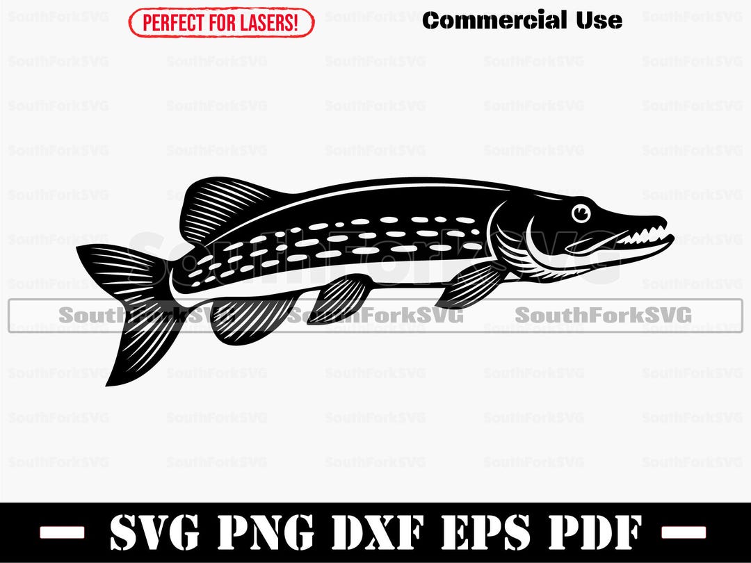 Simple Northern Pike Svg Png Dxf Eps Pdf | Transparent Vector Graphic ...