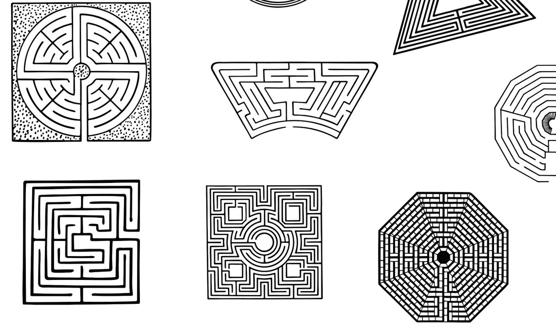 Mazes & Labyrinths Bundle SVG PNG DXF Symbol Vector Transparent Cameo ...