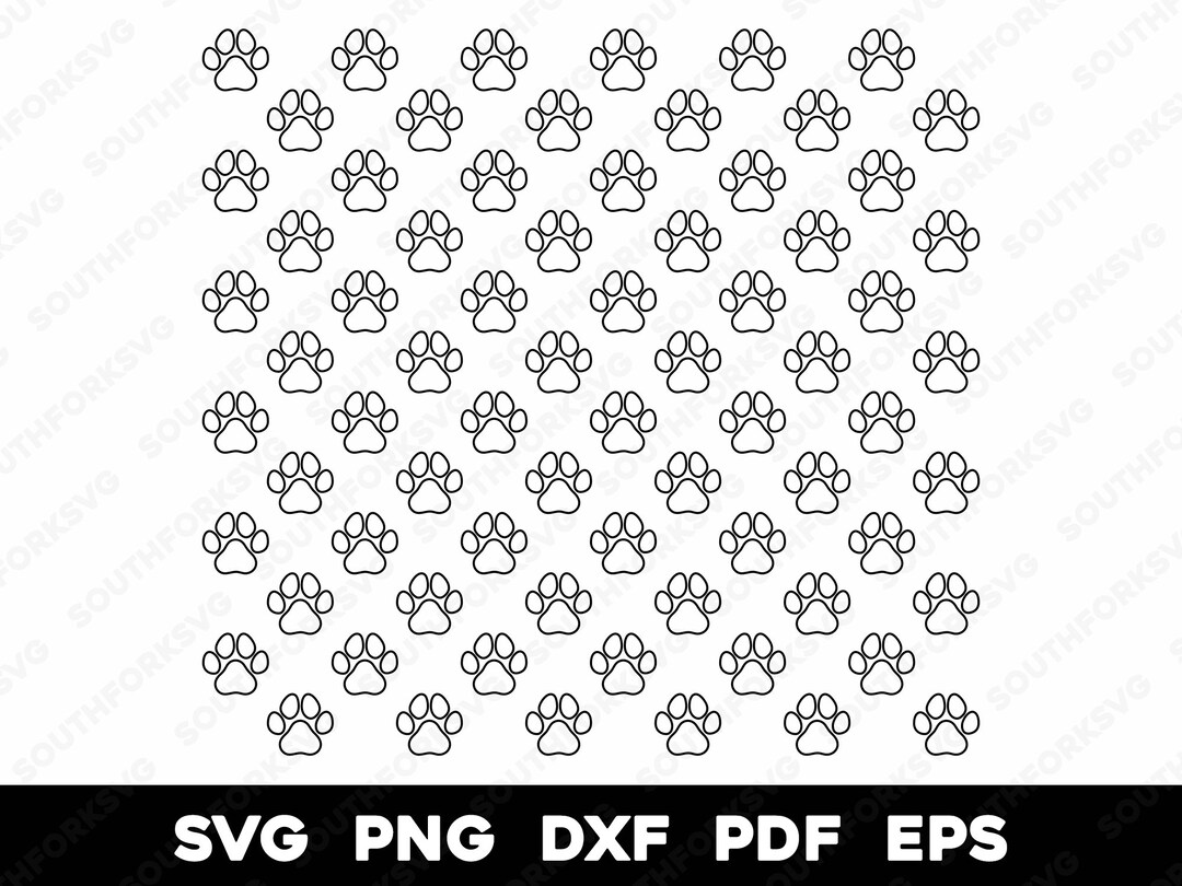 Dog Paws Outlines Pattern 1 | Svg Png Dxf Eps Pdf | Vector Graphic ...
