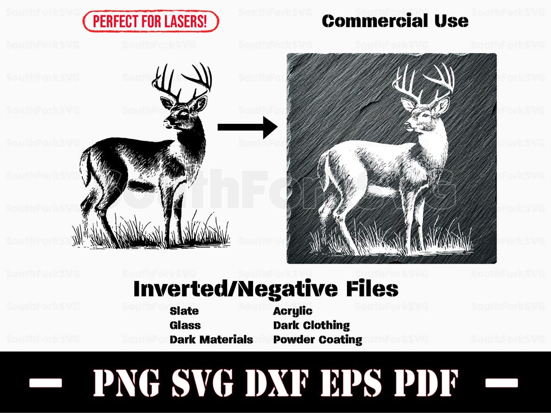 Inverted White Tail Deer Buck Svg Png Dxf Eps Pdf Vector Graphic Cut ...