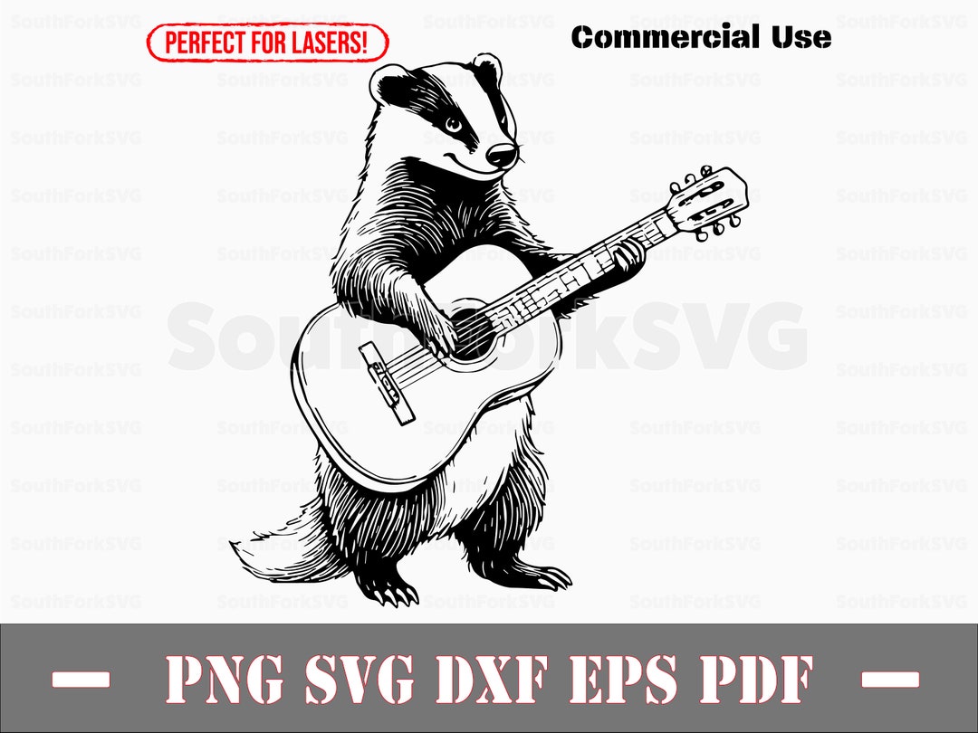 Badger Playing Acoustic Guitar Svg Png Dxf Eps Pdf | Laser Engrave Cut ...