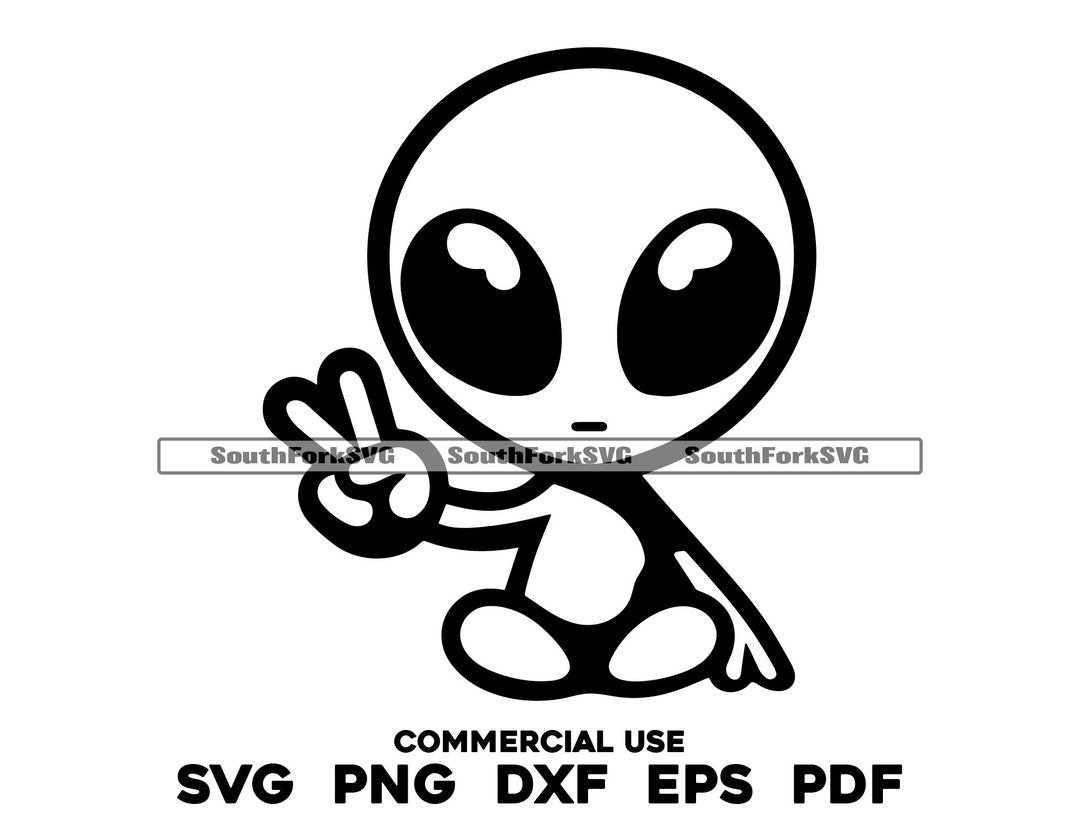 Cute Alien Peace Sign Svg Png Dxf Pdf Eps Vector Graphic Design Cut ...