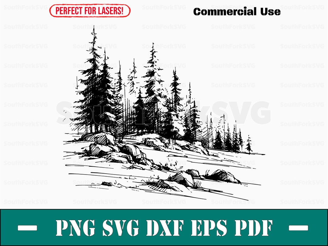 Alpine Forest Laser Engrave Files Svg Png Dxf Eps Pdf Vector Graphic ...