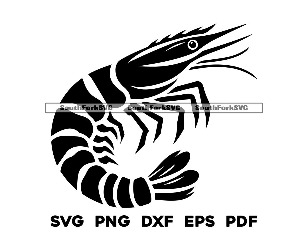 Shrimp Design Svg Png Dxf Eps Pdf Laser Engrave Cut Print Files Vector ...