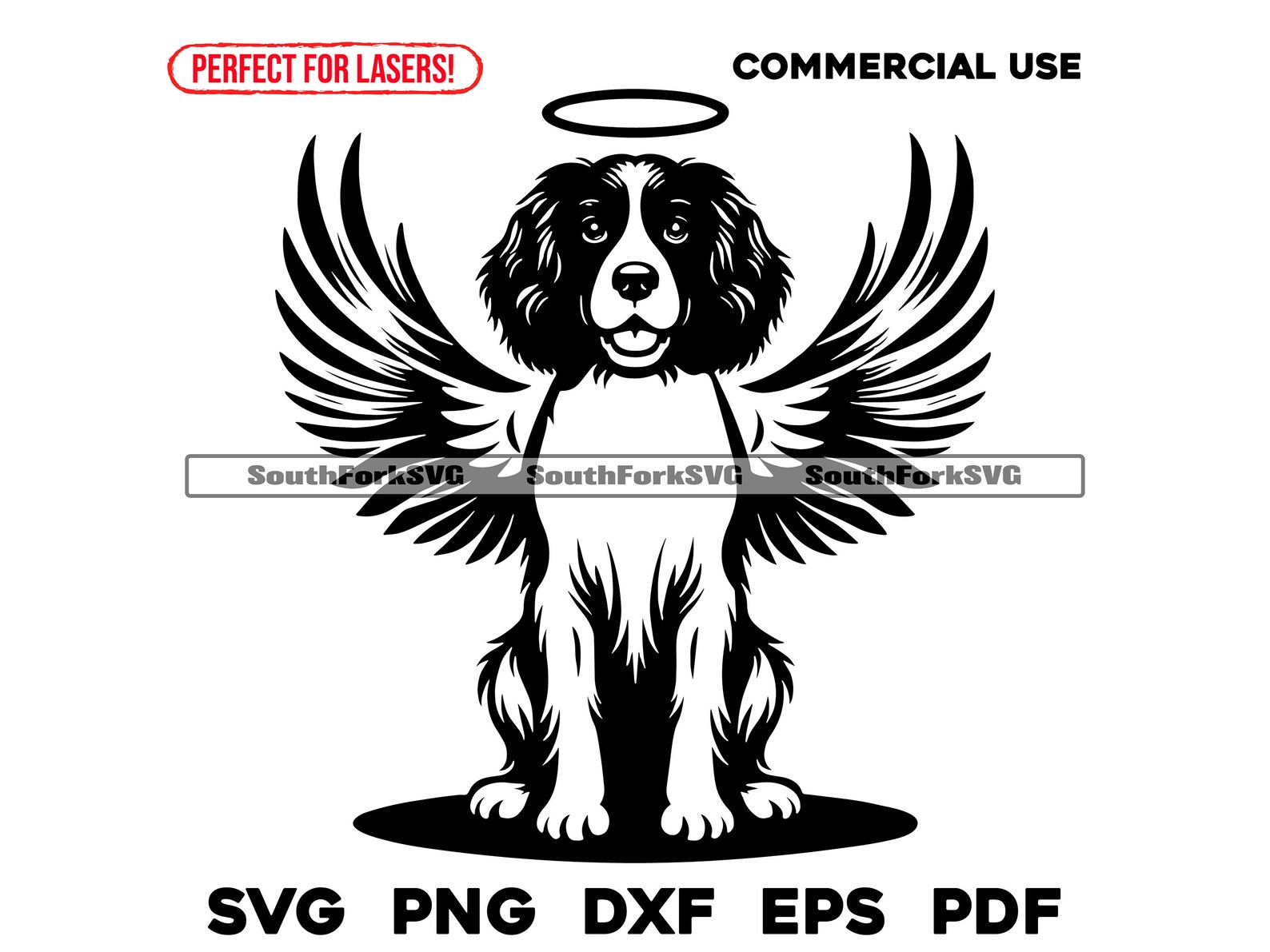Springer Spaniel Angel Wings & Halo Svg Png Dxf Eps Pdf | Vector ...