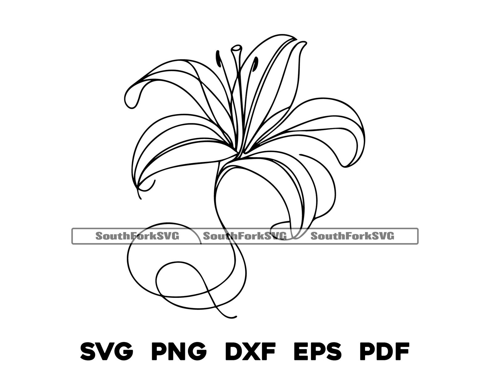 Lily Flower Line Art Design | Svg Png Dxf Eps Pdf | Vector Graphic Cut ...