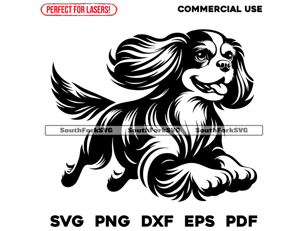Cavalier King Charles Spaniel Running Svg Png Dxf Eps Pdf | Vector ...