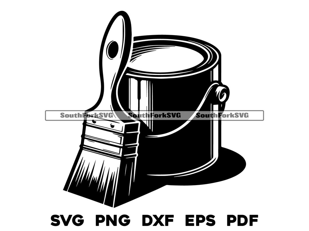 Paint Can & Paint Brush Painter Design Svg Png Dxf Eps Pdf | Vector ...