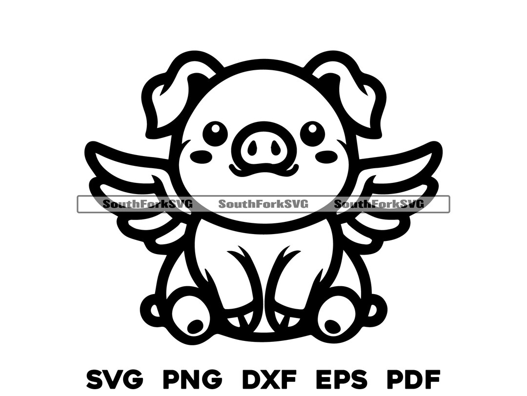 Flying Pig With Wings When Pigs Fly Svg Png Dxf Eps Pdf | Vector ...
