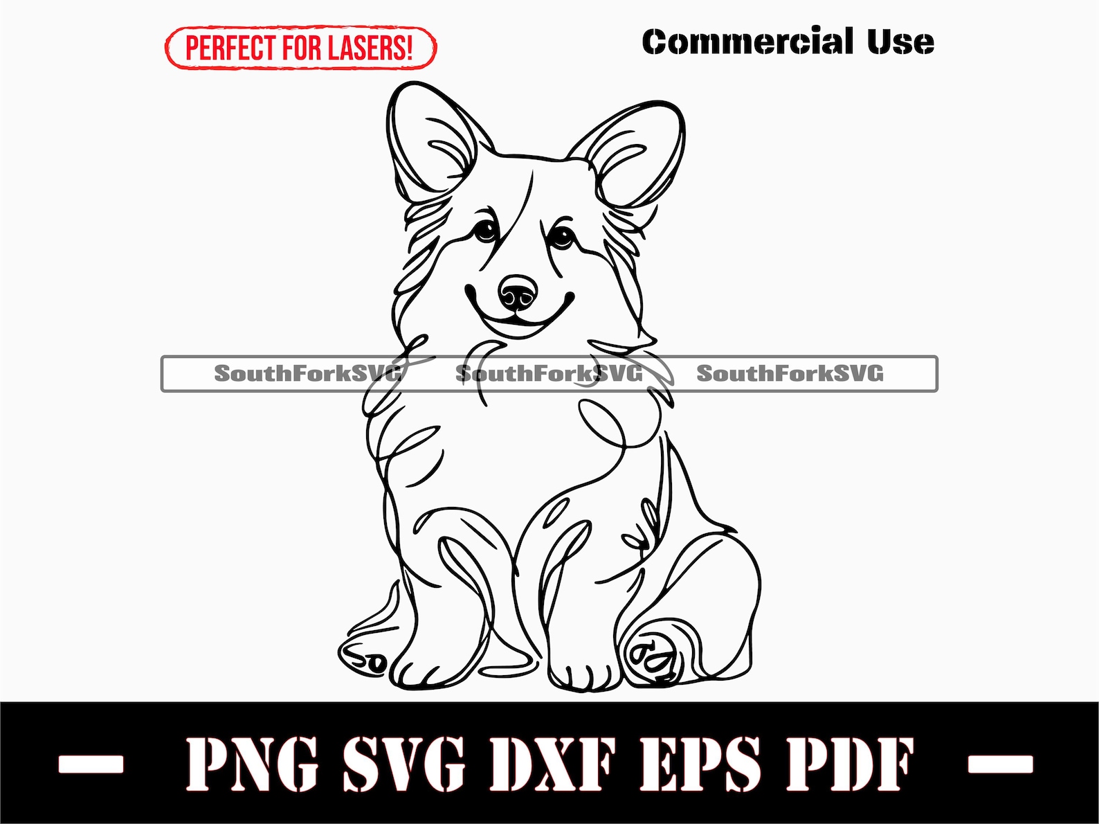 Welsh Corgi Dog Minimal Line Art Svg Png Dxf Eps Pdf | Vector Graphic ...