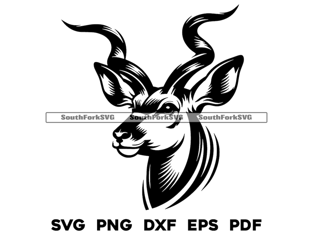 Kudu Head Svg Png Dxf Eps Pdf | Transparent Vector Graphic Cut Print ...