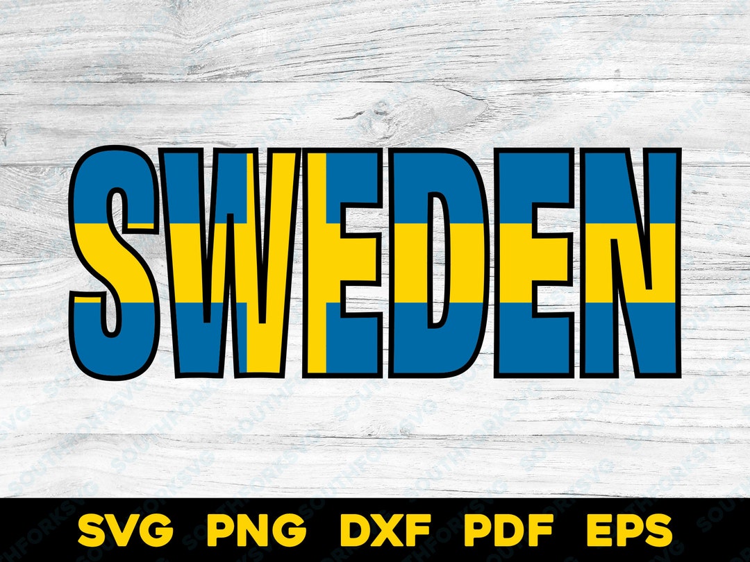 Sweden Swedish Flag Name Design | Svg Png Dxf Eps Pdf | Vector Graphic ...