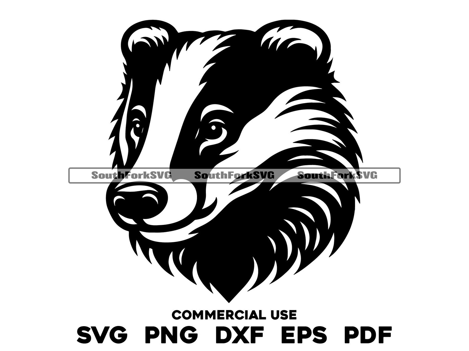 Badger Head Design | Svg Png Dxf Eps Pdf | Vector Graphic Cut File ...