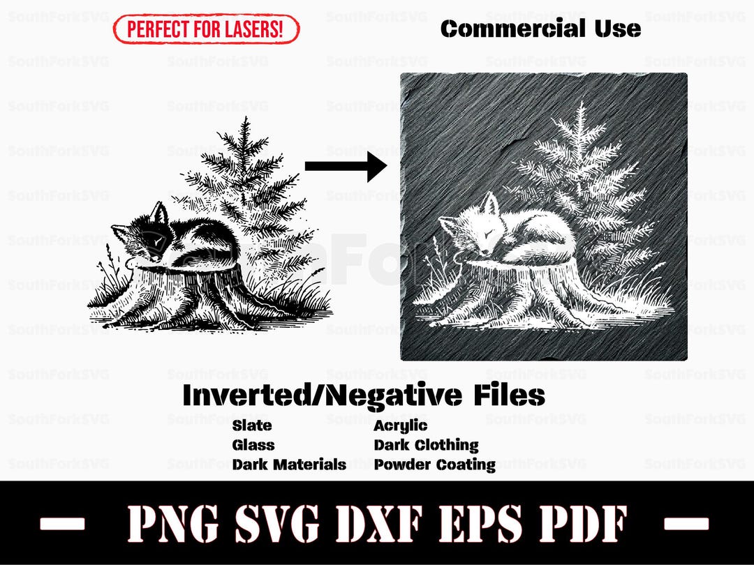 Inverted Sleeping Fox Tree Stump Svg Png Dxf Eps Pdf Vector Graphic Cut ...