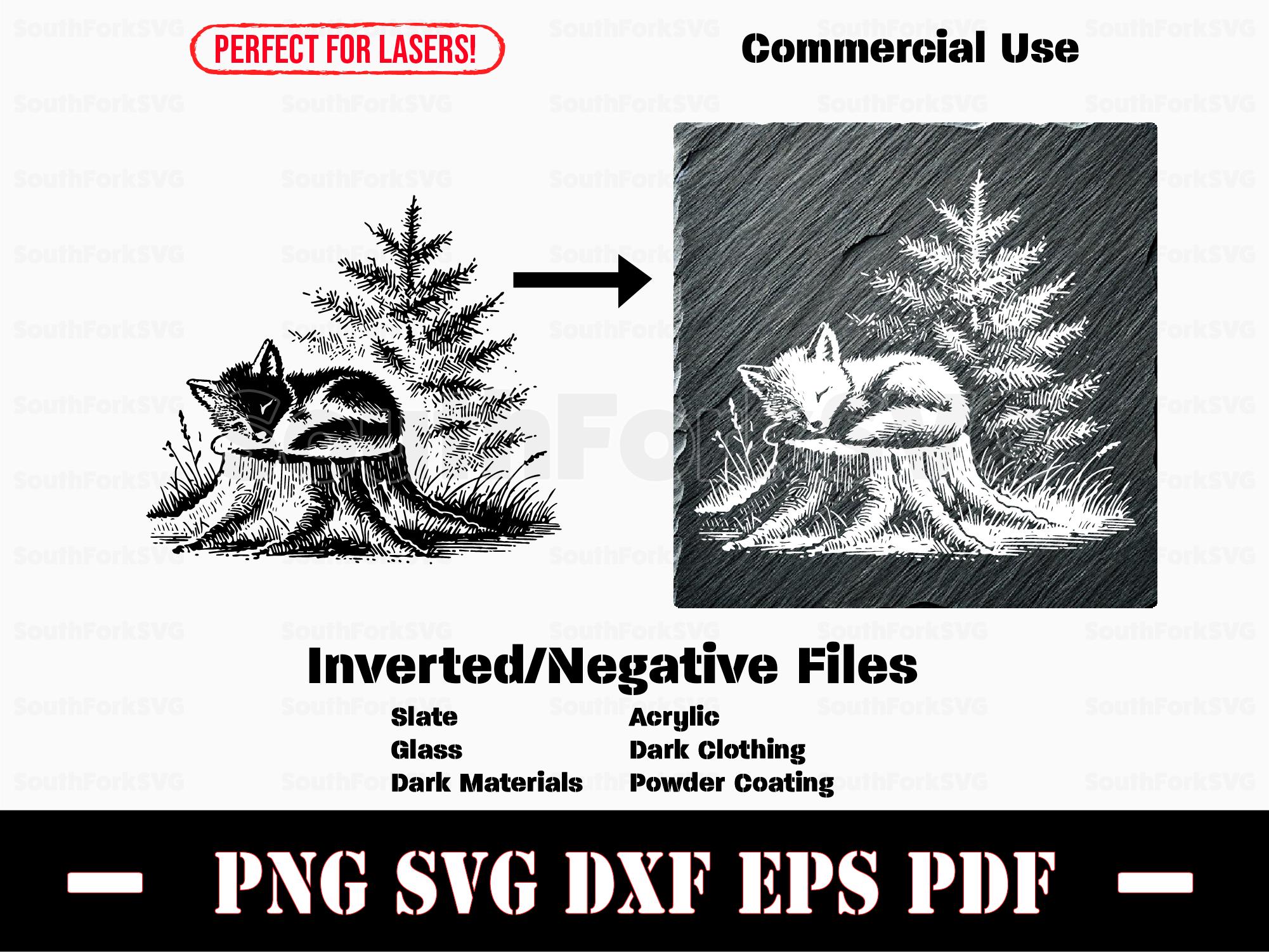 Inverted Sleeping Fox Tree Stump Svg Png Dxf Eps Pdf Vector Graphic Cut ...