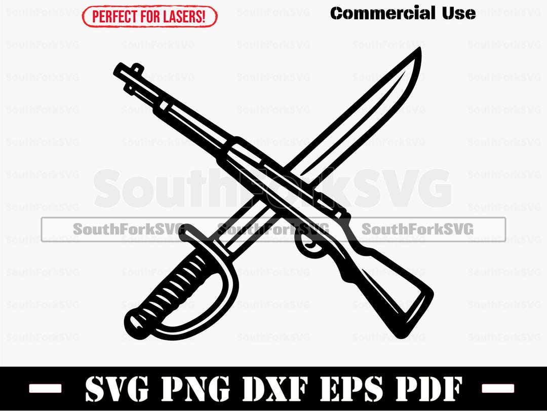 Crossed Sword & Rifle Svg Png Dxf Pdf Eps | Cut Print Laser Digital ...
