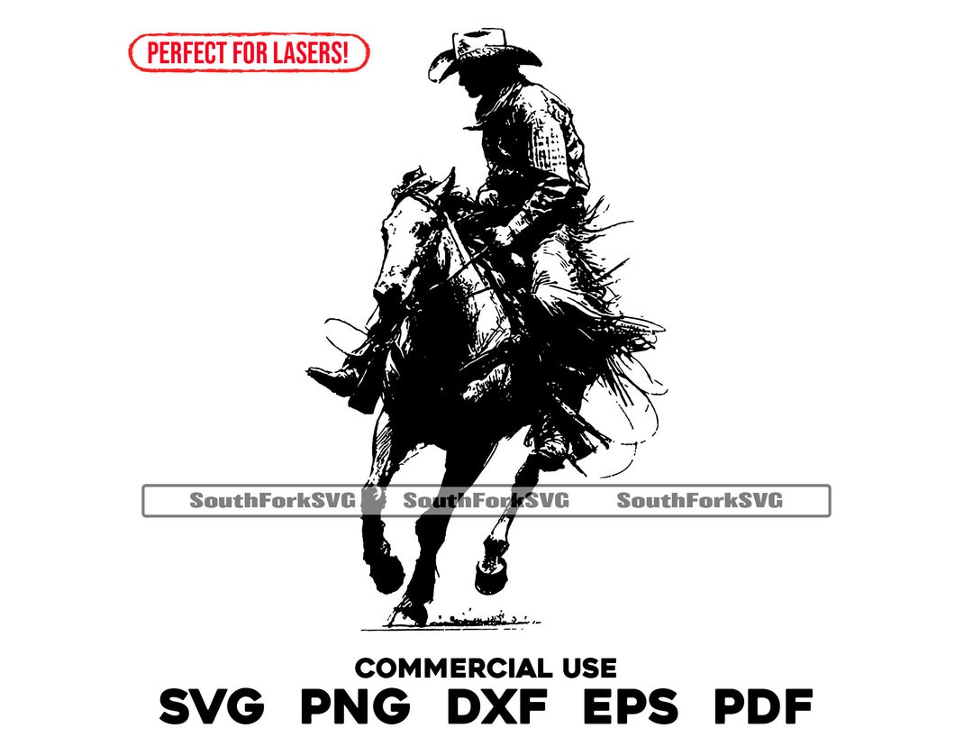 Laser Engrave File Rodeo Rider | Svg Png Dxf Eps Pdf | Transparent ...