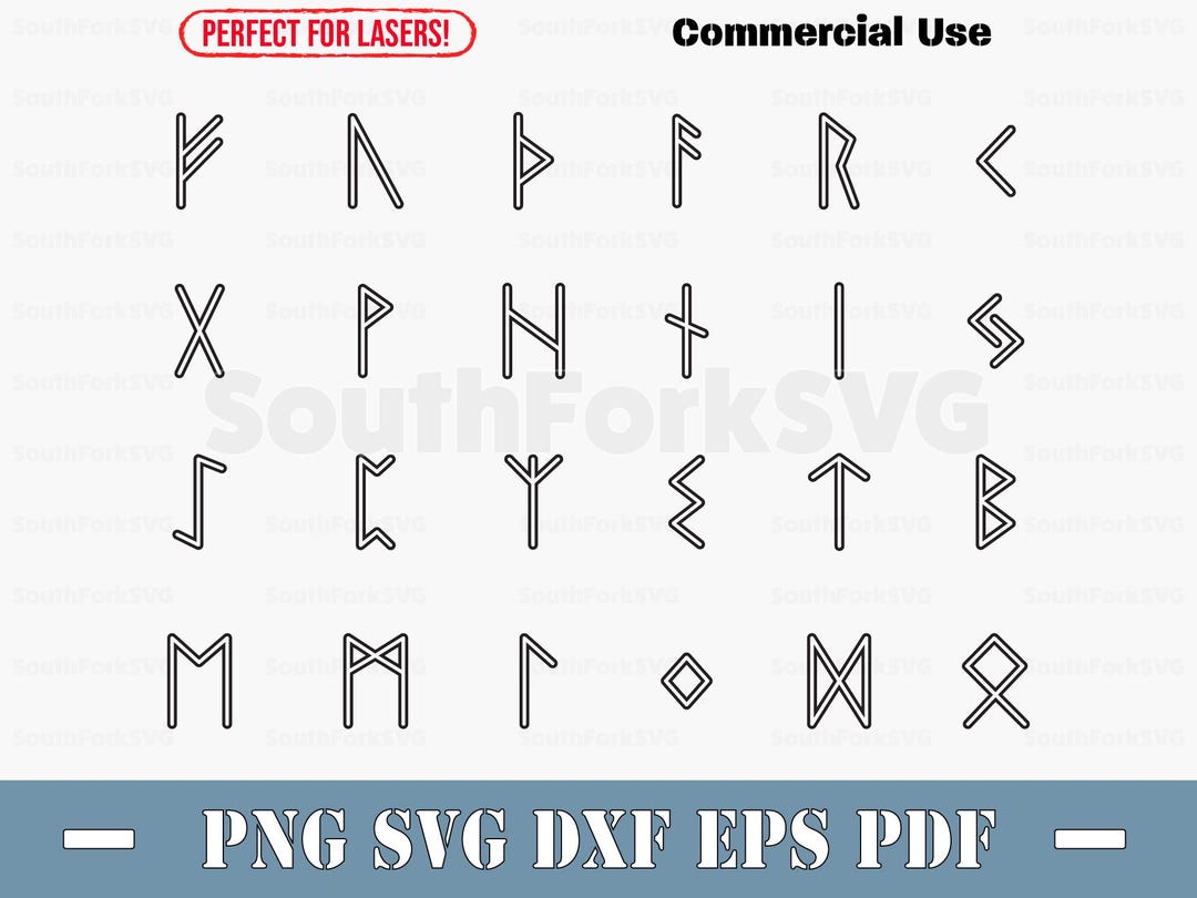 Elder Futhark Runes Outlines Svg Png Dxf Eps Pdf Bundle | Vector ...