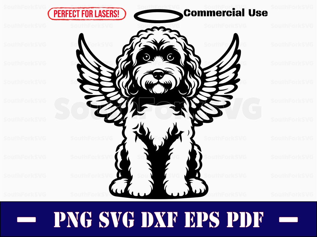 Cockapoo Angel Wings & Halo Design | Svg Png Dxf Eps Pdf | Vector ...