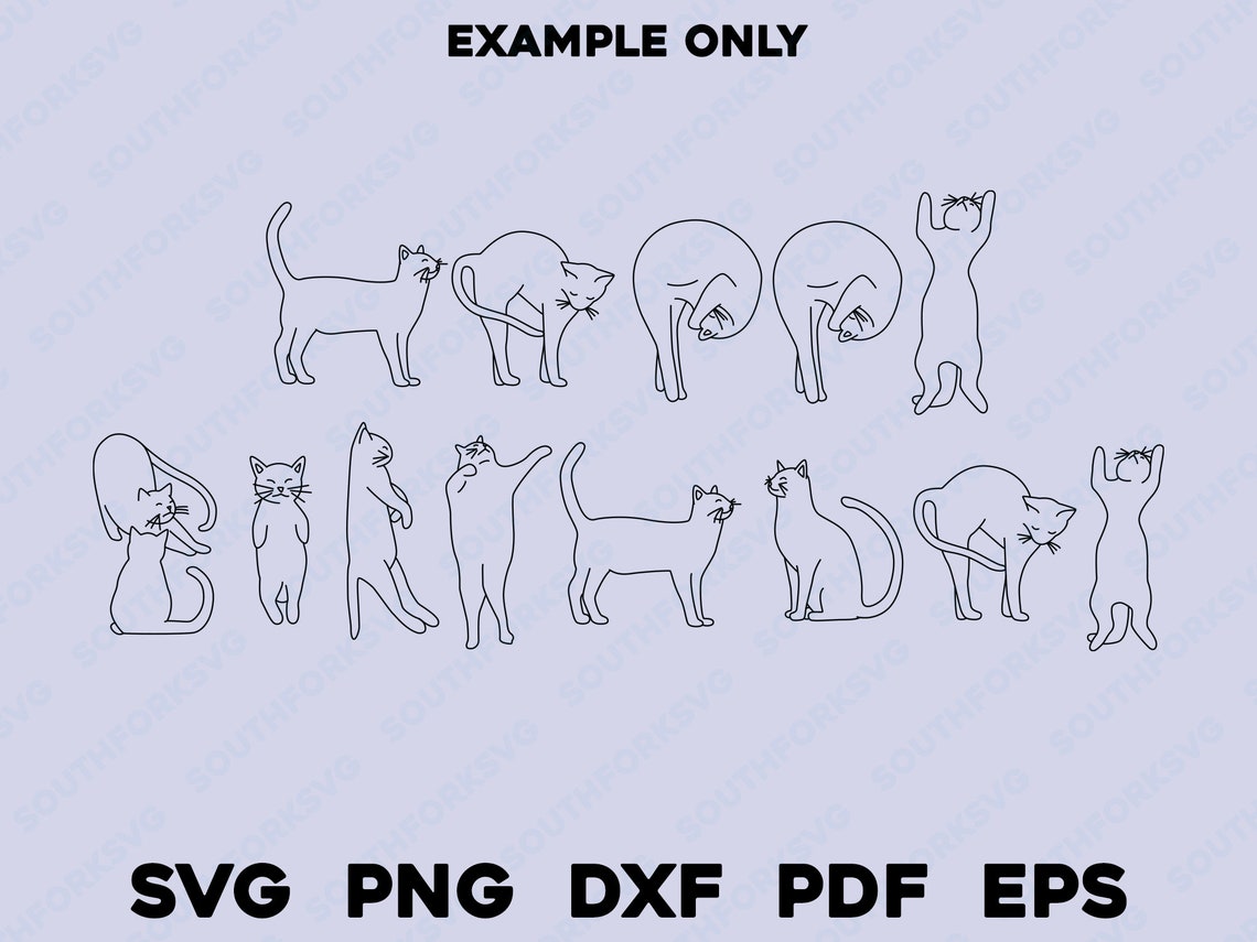 Alphabet of Cat Outlines Svg Png Dxf Eps Pdf Bundle | A-Z Kitten Abcs ...