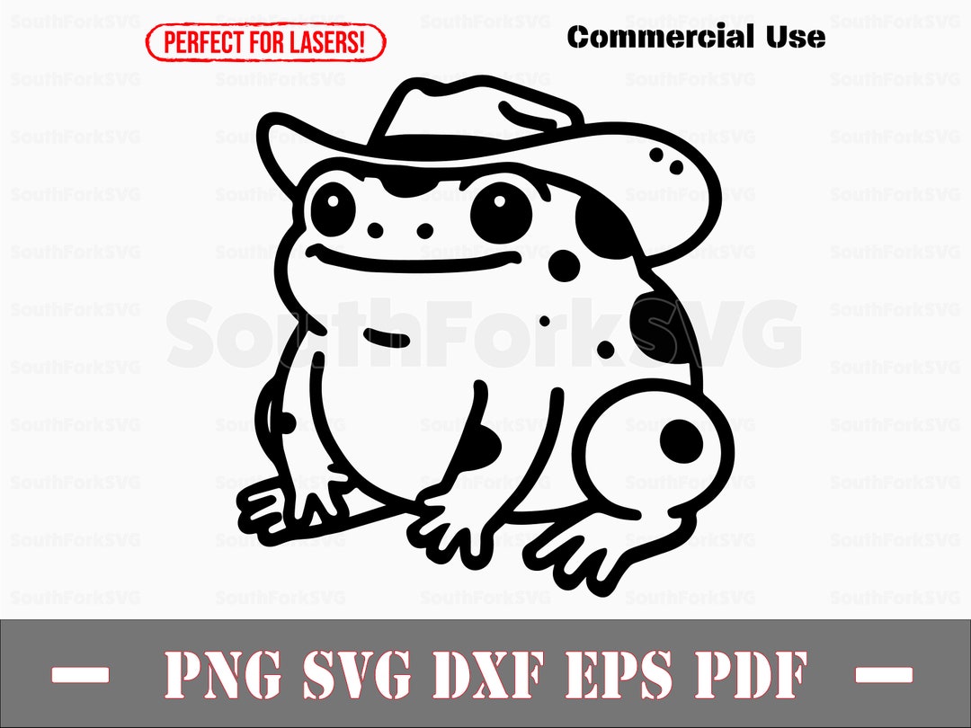 Happy Cowboy Toad Frog Svg Png Dxf Eps Pdf | Laser Engrave Cut Print ...