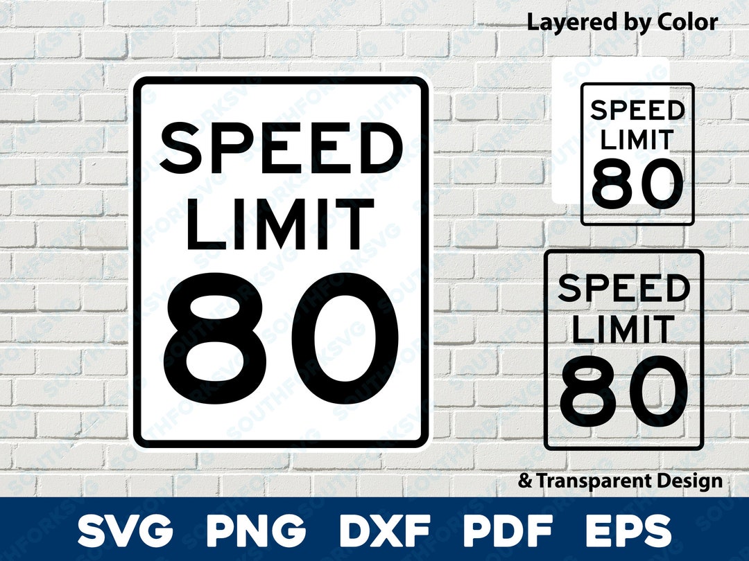 Speed Limit 80 Sign Logo Symbol Svg Png Dxf Eps Pdf Layered by Color ...