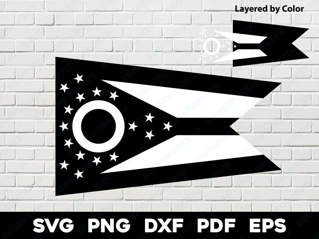 Ohio State Flag Black & White | Svg Png Dxf Eps Pdf | Layered by Color ...