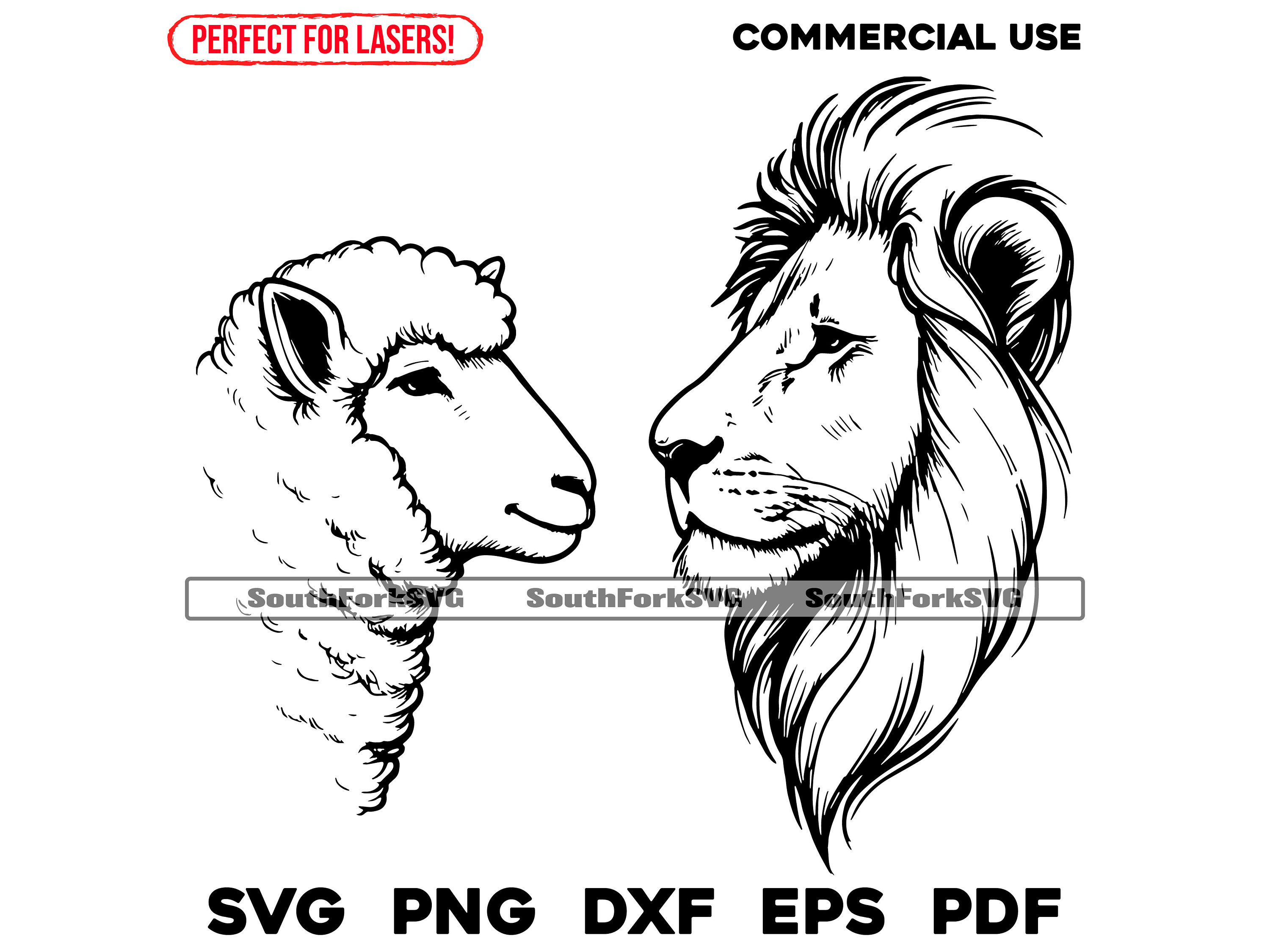 The Lion and Lamb Svg Png Dxf Eps Pdf | Vector Graphic Design Cut Print ...