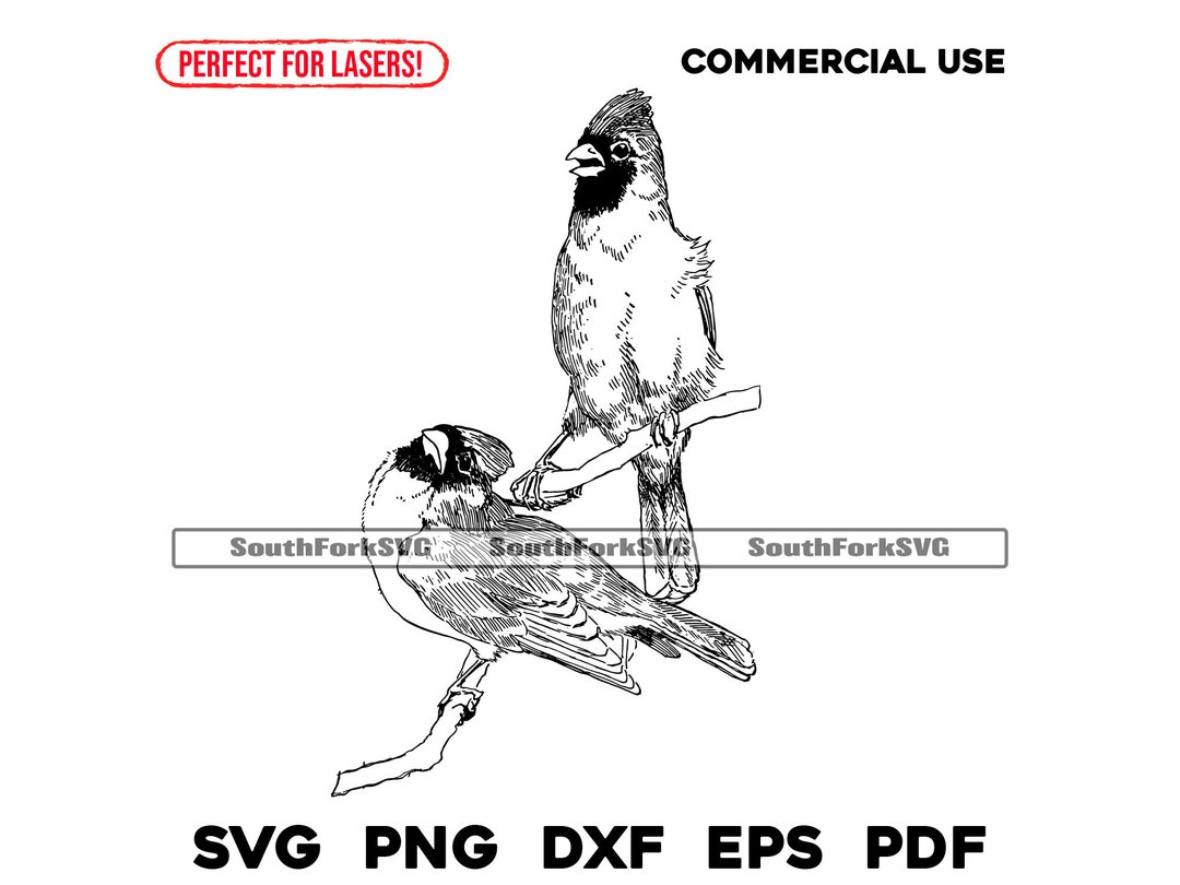 Laser Engrave Files Cardinal Pair Svg Png Dxf Eps Pdf Vector Graphic ...