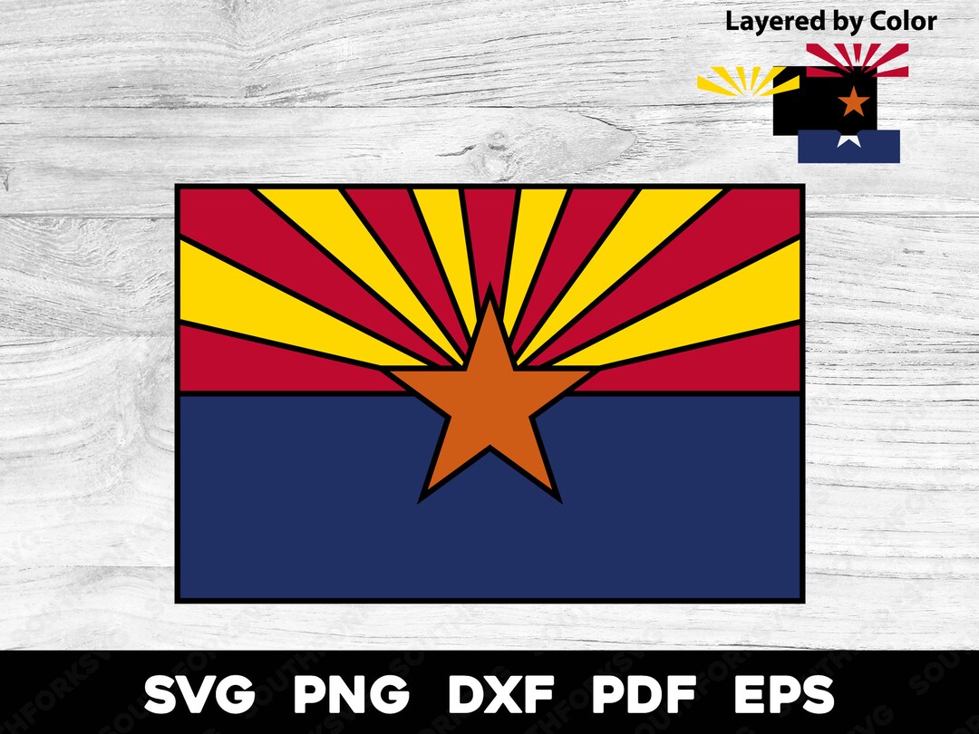 Arizona State Flag 2 | Svg Png Dxf Eps Pdf | Layered by Color Vector ...