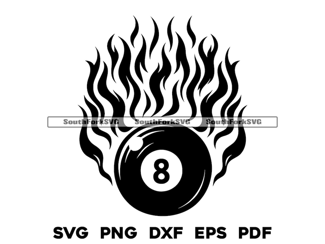 Flaming Eightball Billiards Pool 8 Ball | Svg Png Dxf Eps Pdf ...