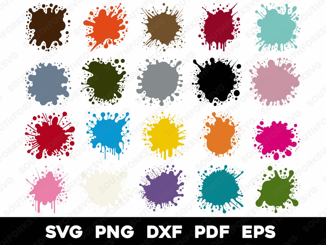 Color Paint Splatter Patterns Bundle 1 | Svg Png Dxf Eps Pdf | Vector ...