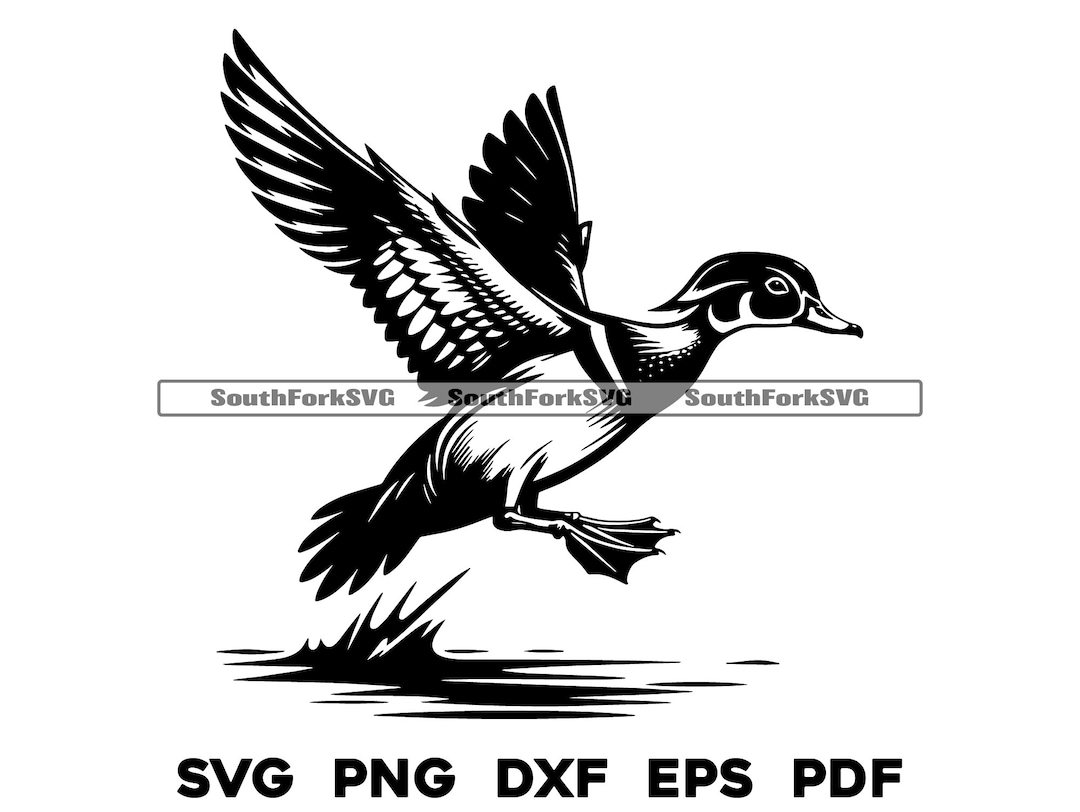 Flying Wood Duck Water Landing Svg Png Dxf Eps Pdf | Vector Graphic ...
