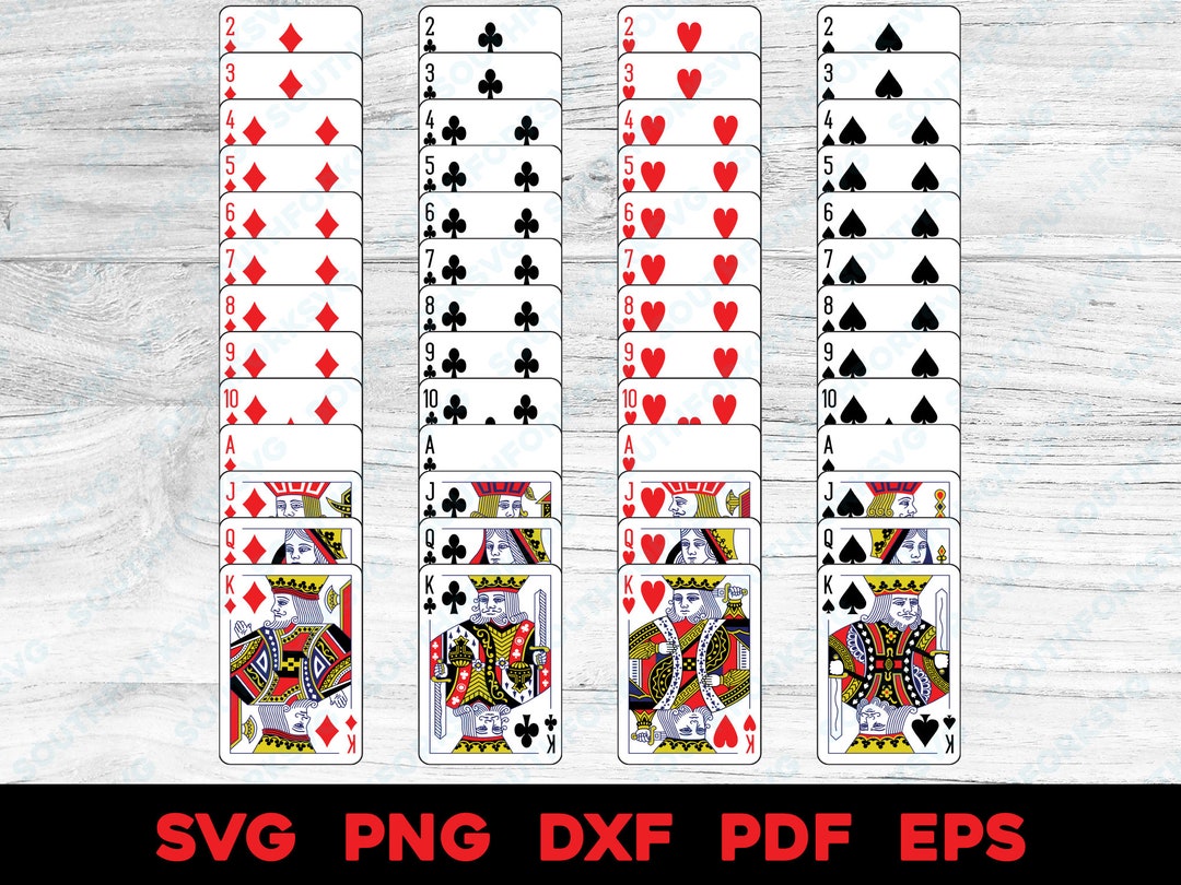 Full Playing Cards Deck Set 2 Layered by Color | Svg Png Dxf Eps Pdf ...