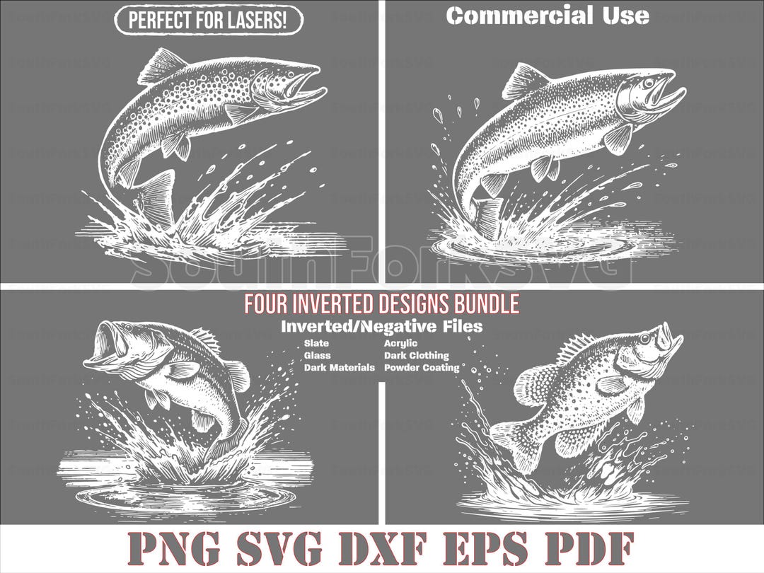Inverted Fishing Designs Bundle Svg Png Dxf Eps Pdf Vector Graphic Cut ...