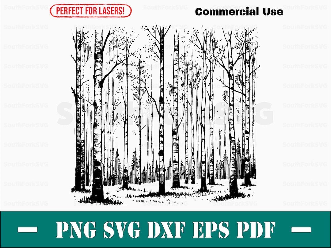 Aspen Tree Forest Laser Engrave Files Svg Png Dxf Eps Pdf Vector ...