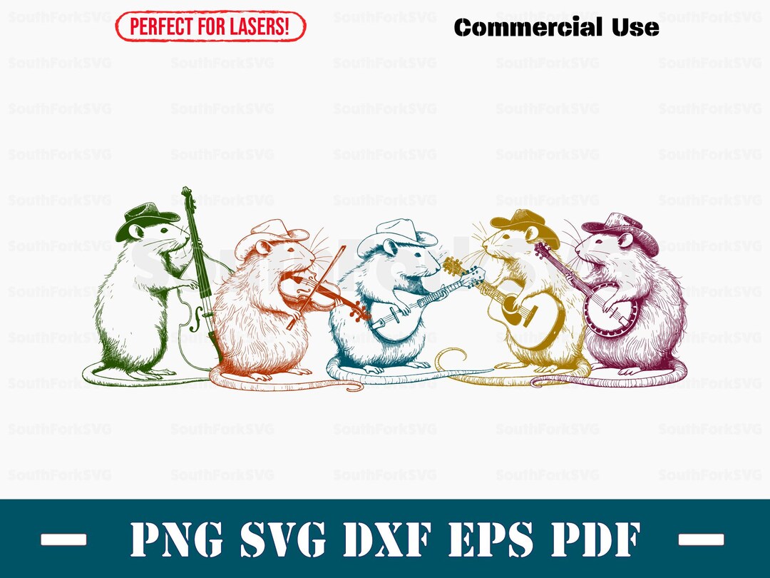 Rat Bluegrass Band Color Svg Png Dxf Eps Pdf Laser Engrave Cut Print ...