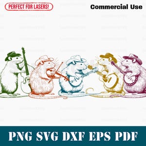 Rat Bluegrass Band Color Svg Png Dxf Eps Pdf Laser Engrave Cut Print ...