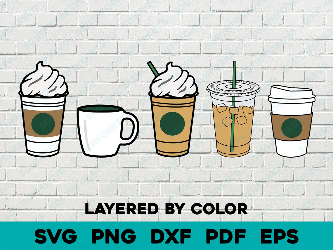 Paquete de café completo svg png dxf pdf eps En capas por color Cut ...
