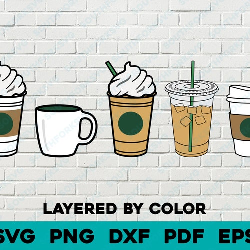Iced Coffee SVG PNG DXF Layered by Color Cut File Clip Art - Etsy