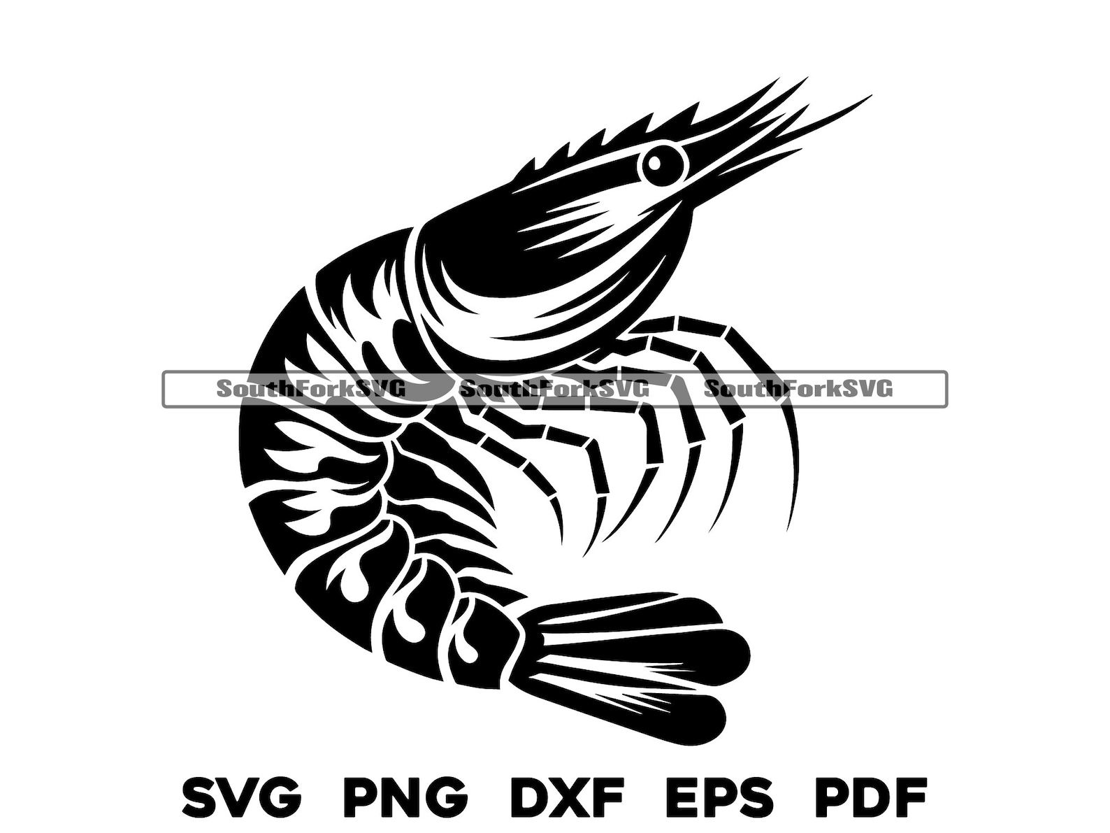 Shrimp Design Svg Png Dxf Eps Pdf Laser Engrave Cut Print Files Vector ...