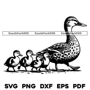 Momma Duck With Ducklings Svg Png Dxf Eps Pdf | Vector Graphic Design ...